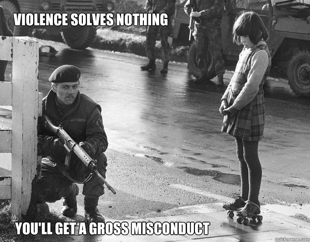 VIOLENCE SOLVES NOTHING YOU'LL GET A GROSS MISCONDUCT - Irish Skating Girl - quickmeme