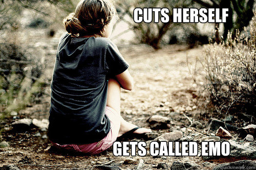 cuts herself Gets called emo - Depressed girl - quickmeme