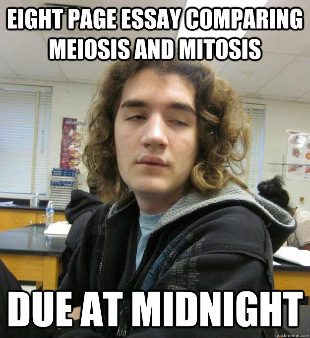 Eight page essay comparing Meiosis and Mitosis Due at midnight - Misc - quickmeme