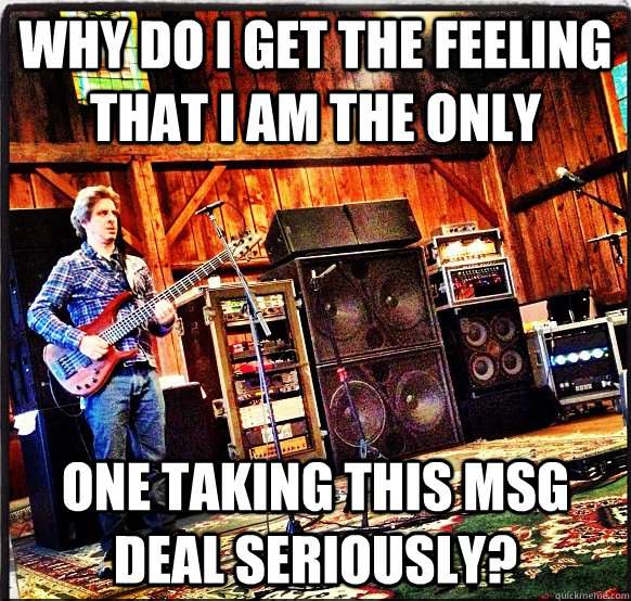 Why do I get the feeling that I am the only one taking this MSG deal seriously? - Uhm.. guys ...