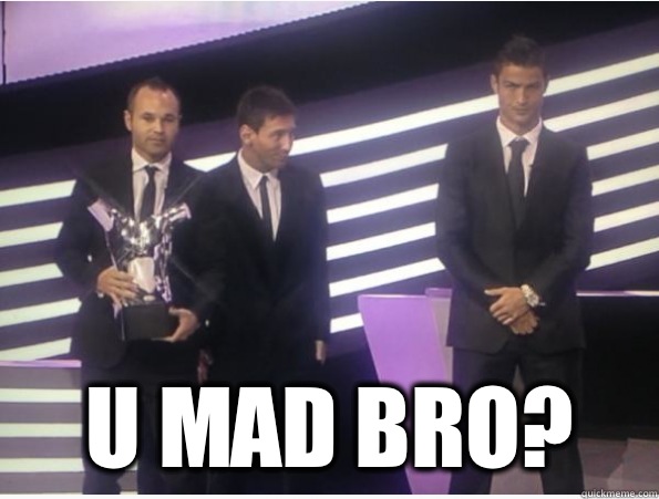 U mad bro? - Messi-Ronaldo - quickmeme