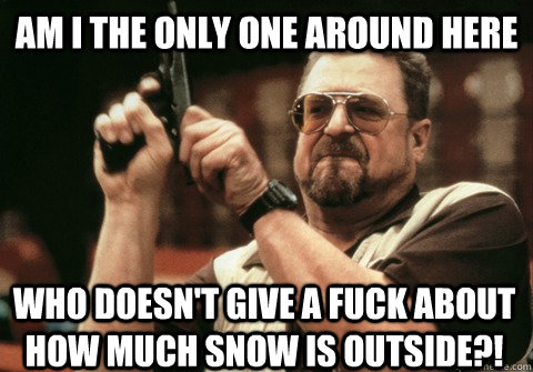 Am I the only one around here Who doesn't give a fuck about how much snow is outside?! - Am I ...