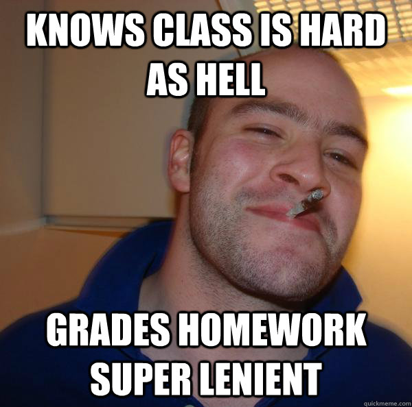 Knows class is hard as hell Grades homework super lenient - Misc - quickmeme