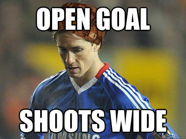 Open goal shoots wide - Scumbag Torres - open goal - quickmeme