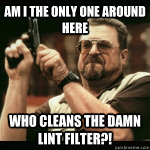 AM I THE ONLY ONE AROUND HERE who cleans the damn lint filter?! - Misc - quickmeme