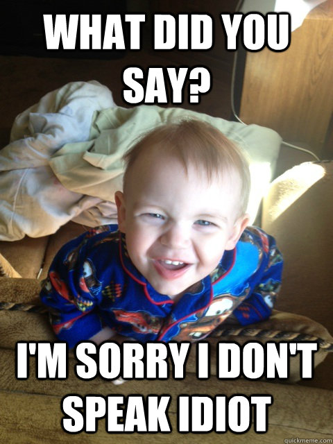 what did you say? I'm sorry I don't speak idiot - Misc - quickmeme