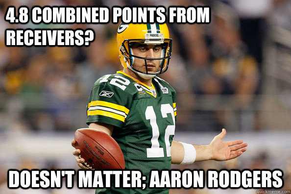 4.8 Combined points from receivers? Doesn't Matter; Aaron Rodgers - A-Rodge - quickmeme
