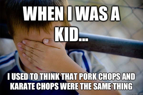 WHEN I WAS A KID... I USED TO THINK THAT PORK CHOPS AND KARATE CHOPS WERE THE SAME THING - Misc ...
