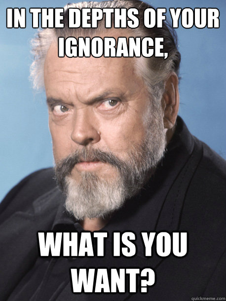 In The Depths of Your Ignorance, What is You Want? - orson welles - quickmeme