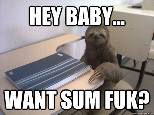 Hey baby... WAnt sum fuk? - SexSloth - quickmeme