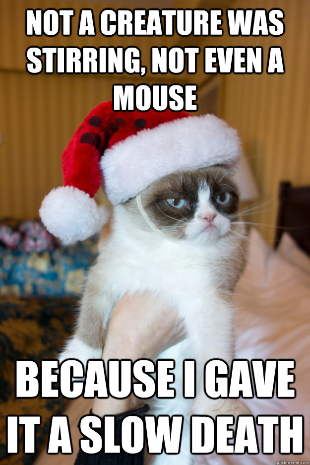 Not a creature was stirring, not even a mouse Because i gave it a slow death - Grumpy xmas ...