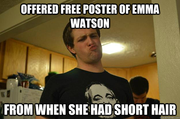offered free poster of emma watson from when she had short hair - First World Greg Problems ...