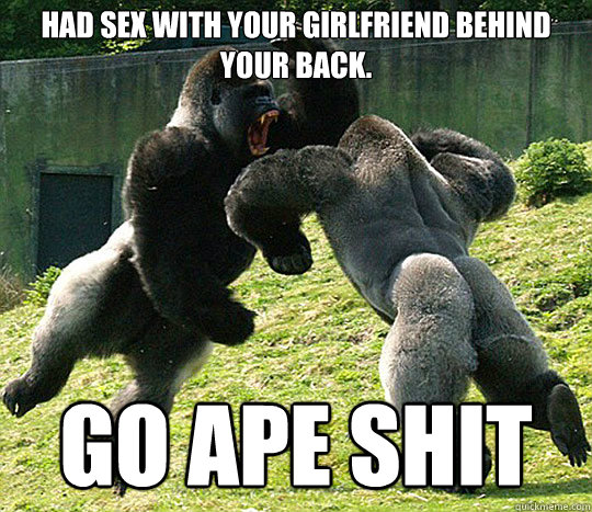 bumps into you while walking on a crowded street go ape shit - Over Reacting Gorilla - quickmeme