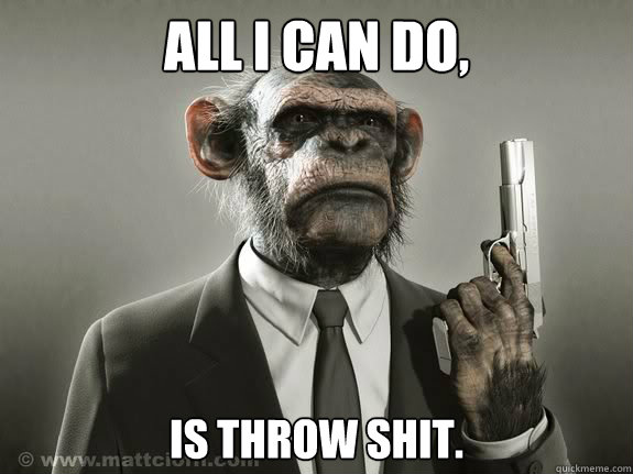 All I can do, Is throw shit. Caption 3 goes here - Monkey see Monkey poo - quickmeme