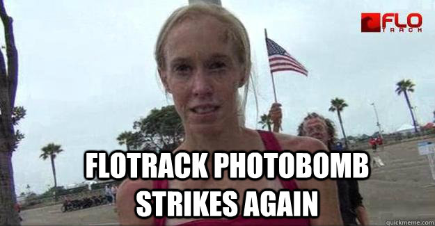 Flotrack photobomb strikes again - Kim Smith interview photobomb - quickmeme