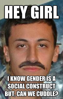 HEY GIRL I know gender is a social construct but, can we cuddle? - luis - quickmeme