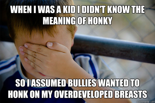 WHEN I WAS A KID I didn't know the meaning of honky So I assumed bullies wanted to honk on my ...