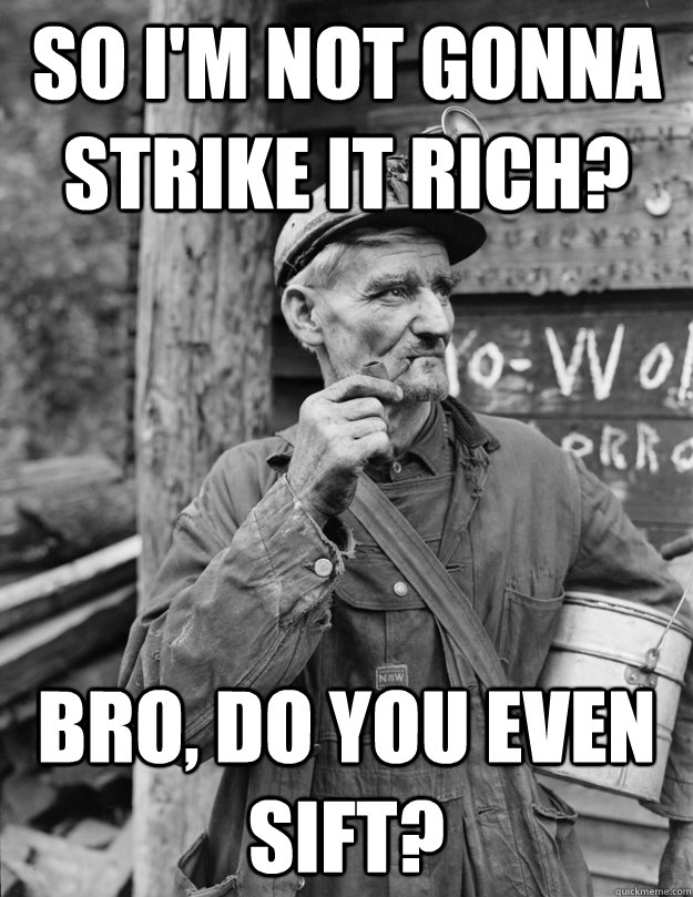 So I'm not gonna strike it rich? Bro, do you even sift? - Misc - quickmeme