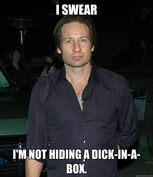 I swear I'm not hiding a dick-in-a-box. - Secretive Hank - quickmeme