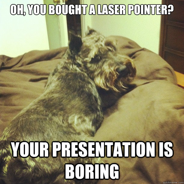 Oh, you bought a laser pointer? your presentation is boring - Bored Bruce - quickmeme