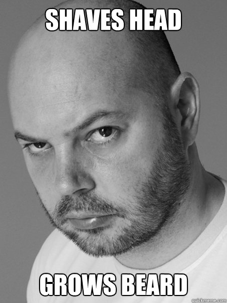 Shaves head Grows beard - Contradicting Atheist Guy - quickmeme