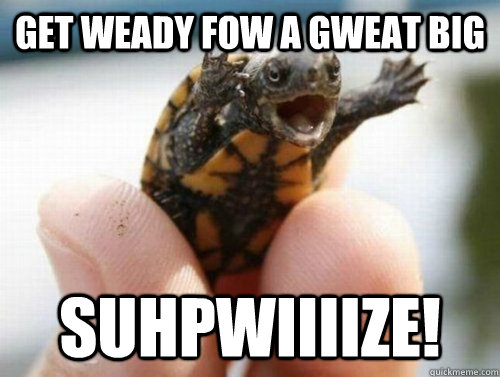get weady fow a gweat big suhpwiiiize! - Suhpwiiize Turtle - quickmeme