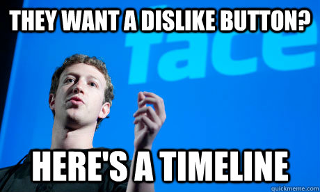 They want a dislike button? Here's a timeline - Zuckerbergs a dick - quickmeme