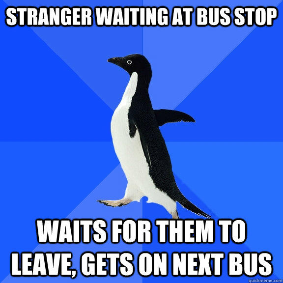 stranger waiting at bus stop waits for them to leave, gets on next bus - Misc - quickmeme