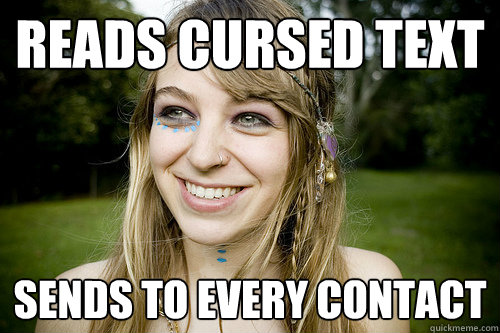 reads cursed text sends to every contact - Urban Legend Amanda - quickmeme