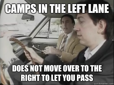 Camps in the left lane Does not move over to the right to let you pass - Seattle Driver - quickmeme