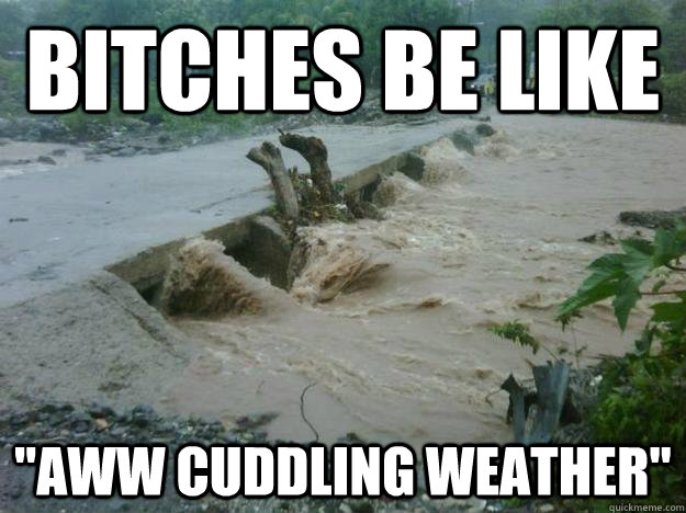 Bitches be like "Aww Cuddling weather" - Misc - quickmeme
