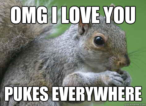 OMG I love you pukes everywhere - Sloppy Drunk Squirrel - quickmeme