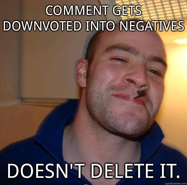 Comment gets downvoted into negatives doesn't delete it. - Misc - quickmeme