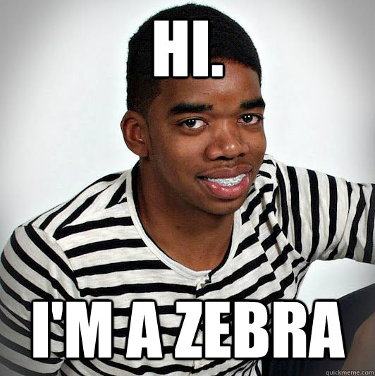 Hi. I'm A Zebra - Jared Vallair - quickmeme