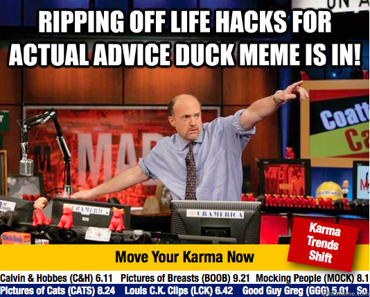 Ripping off life hacks for actual advice duck meme is in! - move your karma now - quickmeme