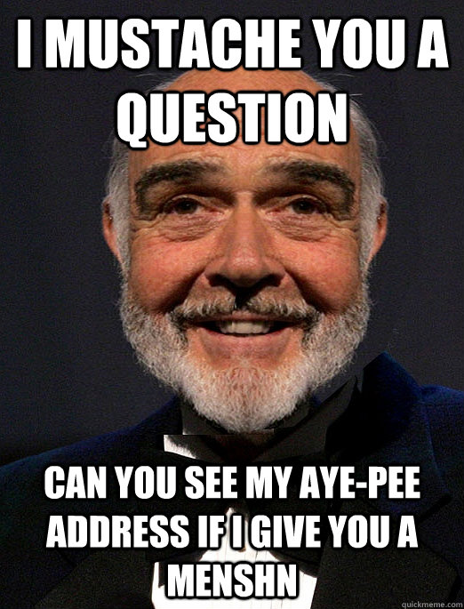 I mustache you a question Can you see my aye-pee address if I give you a menshn - Misc - quickmeme