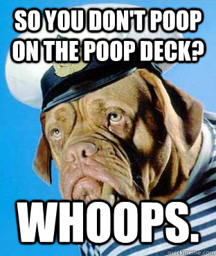 so you don't poop on the poop deck? Whoops. - Misc - quickmeme