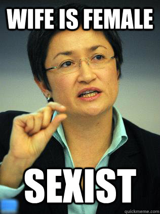 wife is female sexist - sexist wong - quickmeme