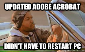Updated Adobe Acrobat Didn't have to restart pc - A good day - quickmeme