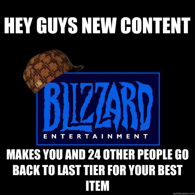 Hey guys new content Makes you and 24 other people go back to last tier for your best item ...