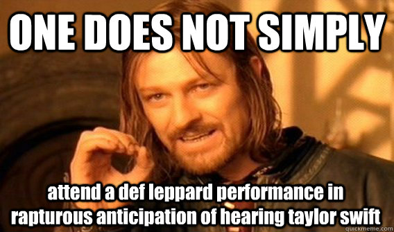 ONE DOES NOT SIMPLY attend a def leppard performance in rapturous anticipation of hearing taylor ...