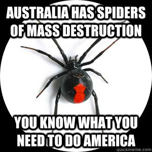 Australia has Spiders of mass destruction You know what you need to do America - Spiders Of Mass ...