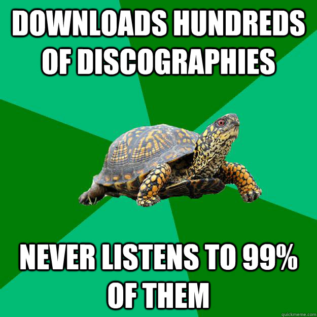 Downloads hundreds of discographies Never listens to 99% of them - Torrenting Turtle - quickmeme