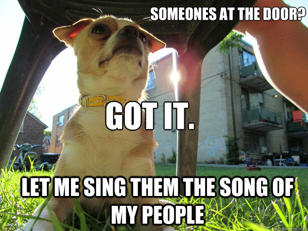 someones at the door? let me sing them the song of my people got it. - douchie doggie - quickmeme