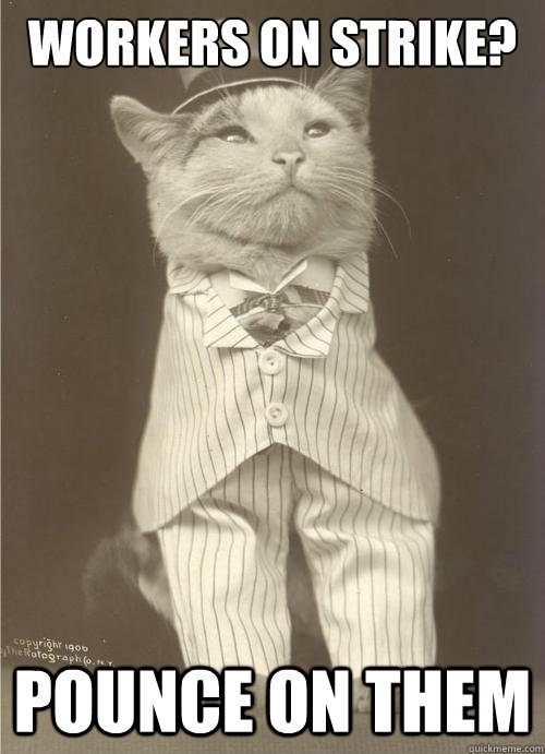 Workers on strike? Pounce on them - Robber Baron Cat - quickmeme