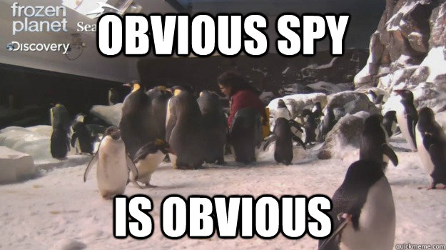obvious spy is obvious - PenguinCam infiltrated - quickmeme