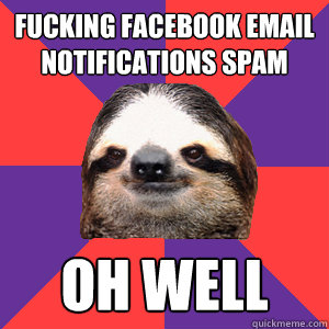 Fucking Facebook email notifications spam Oh well - Lazy sloth - quickmeme