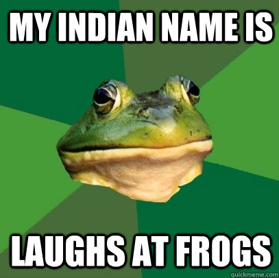 my indian name is laughs at frogs - Foul Bachelor Frog - quickmeme