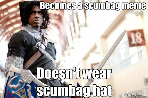Becomes a scumbag meme Doesn't wear scumbag hat - Scumbag Dark Link - quickmeme
