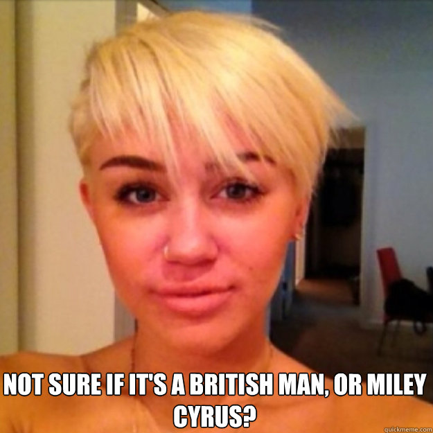 NOT SURE IF IT'S A BRITISH MAN, OR MILEY CYRUS? - Misc - quickmeme